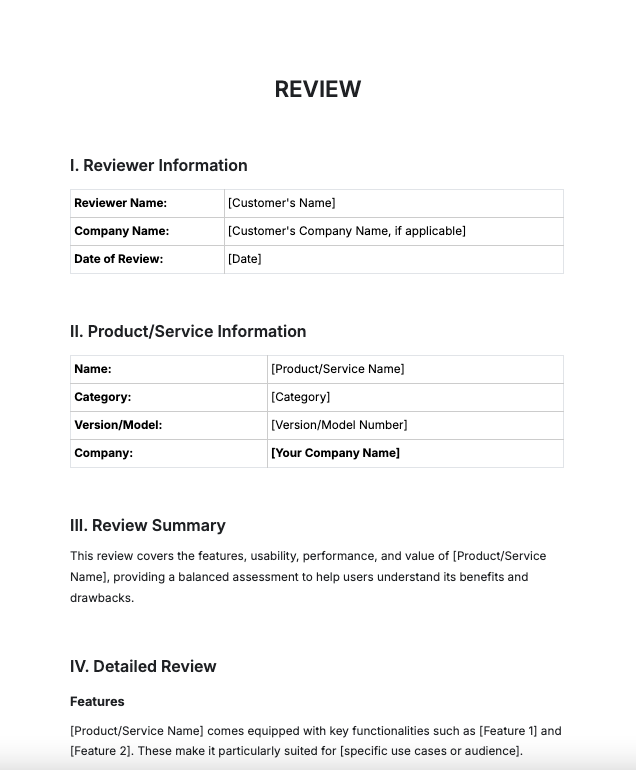 Free Review Generator: Create Online | Template.net