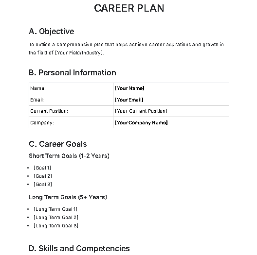 Free Career Plan Generator: Create Online | Template.net