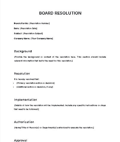 Free Board Resolution Generator: Create Online | Template.net