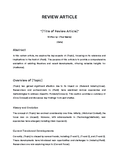 Free Review Article Generator: Create Online | Template.net