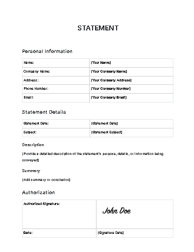 Free Statement Generator: Create Online | Template.net