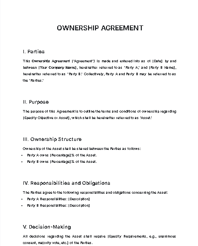 Free Ownership Agreement Generator: Create Online | Template.net