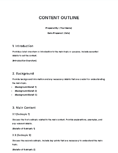 Free Content Outline Generator: Create Online | Template.net