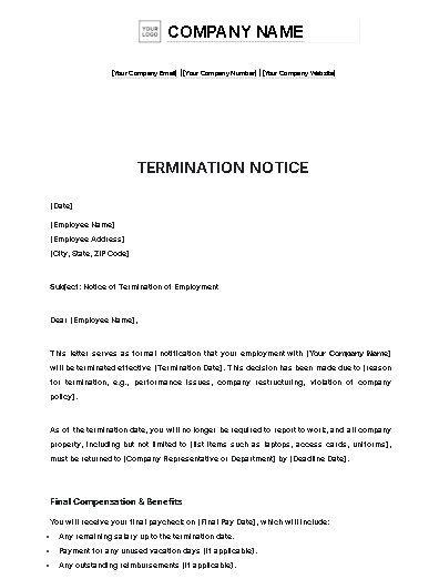 Free Termination Notice Generator: Create Online | Template.net