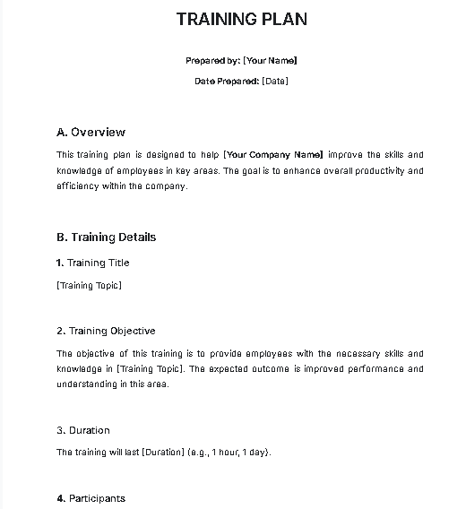 Free Training Plan Generator: Create Online | Template.net