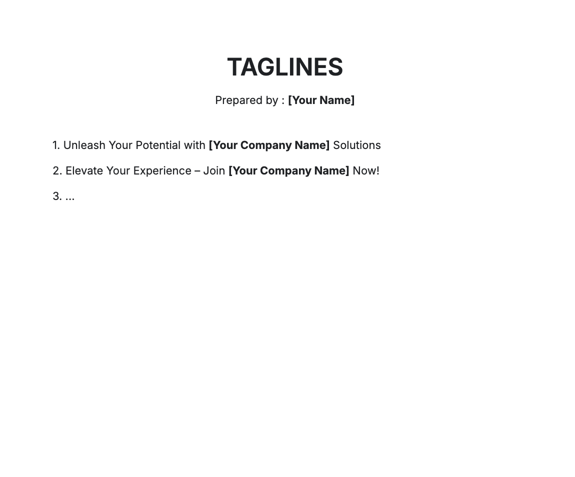 Free Tagline Generator: Create Online | Template.net