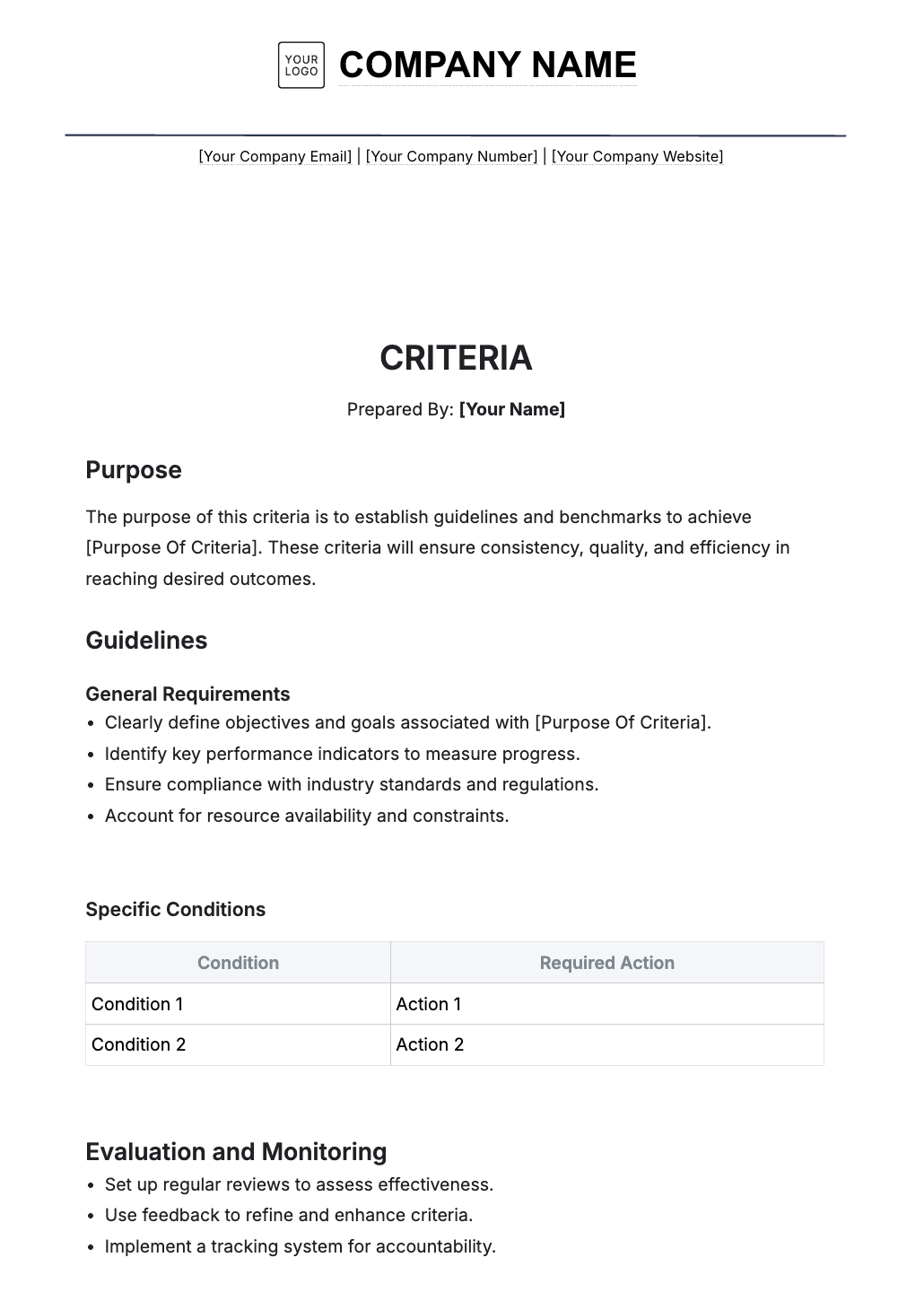 Free Criteria Generator: Create Online | Template.net