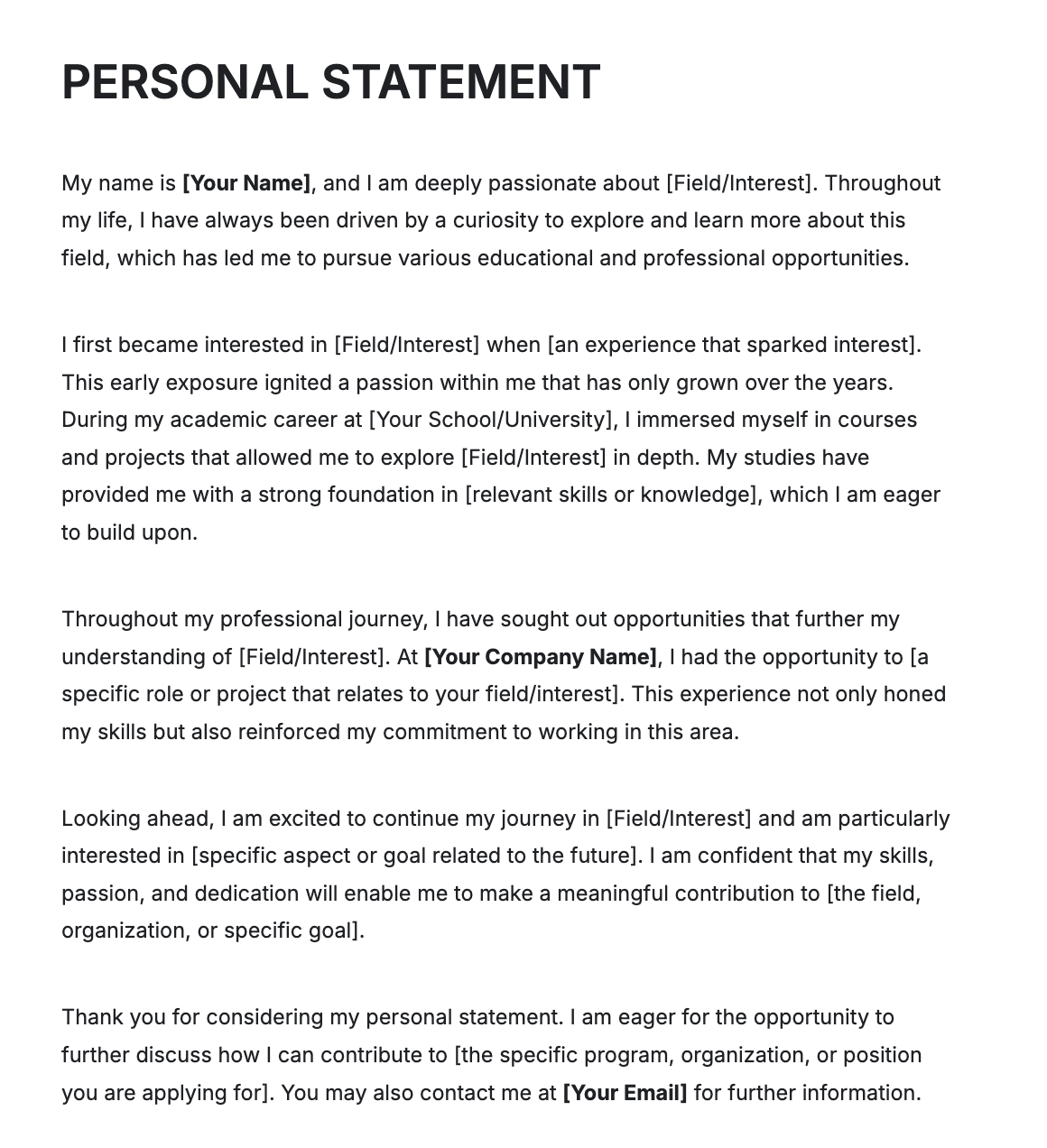 Free Personal Statement Generator: Create Online | Template.net