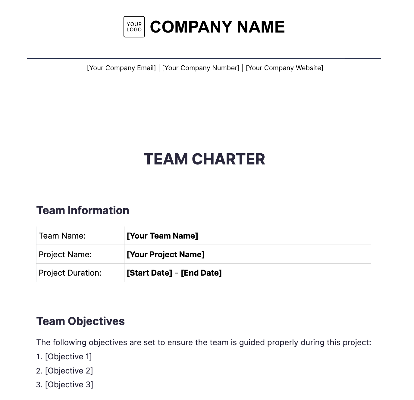 Free Team Charter Generator: Create Online | Template.net