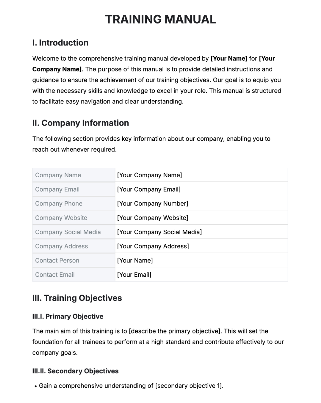 Free Training Manual Generator: Create Online | Template.net