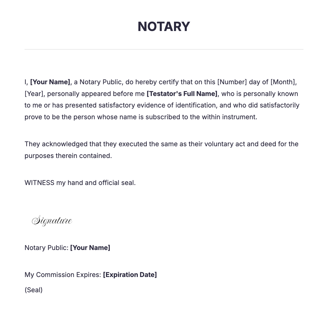 Free Notary Generator: Create Online | Template.net