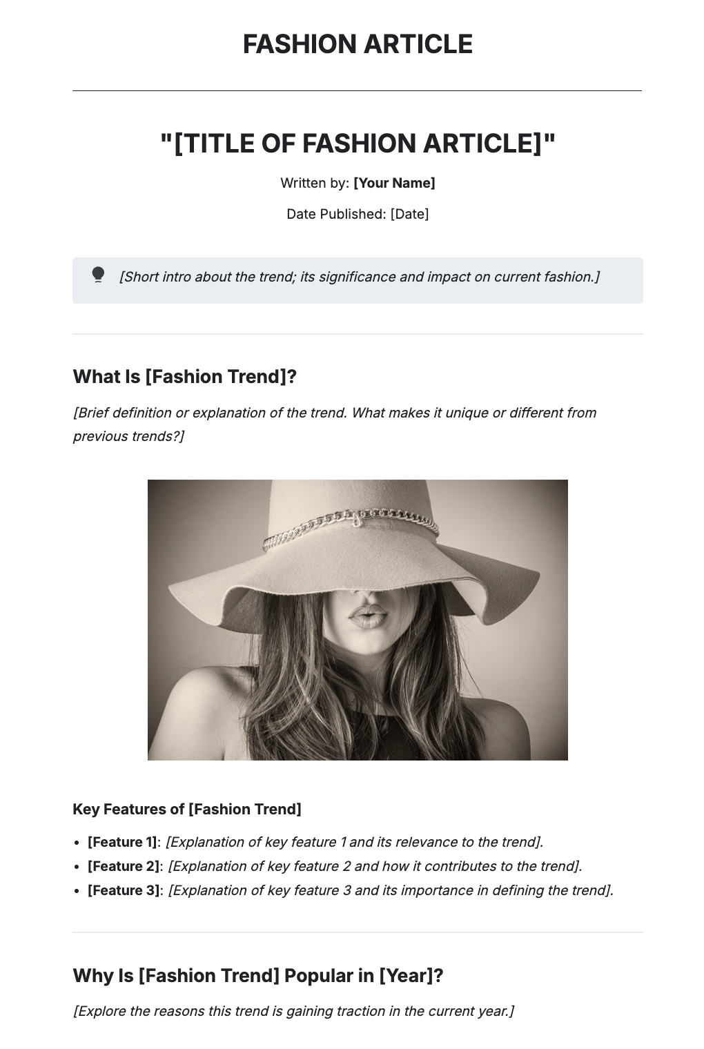 Free Fashion Article Generator: Create Online | Template.net