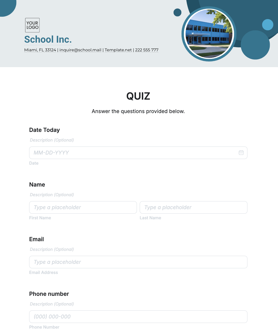 Free Quiz Form Generator: Online Builder | Template.net