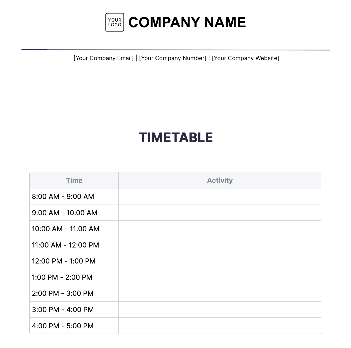 Free Timetable Generator Create Online Template