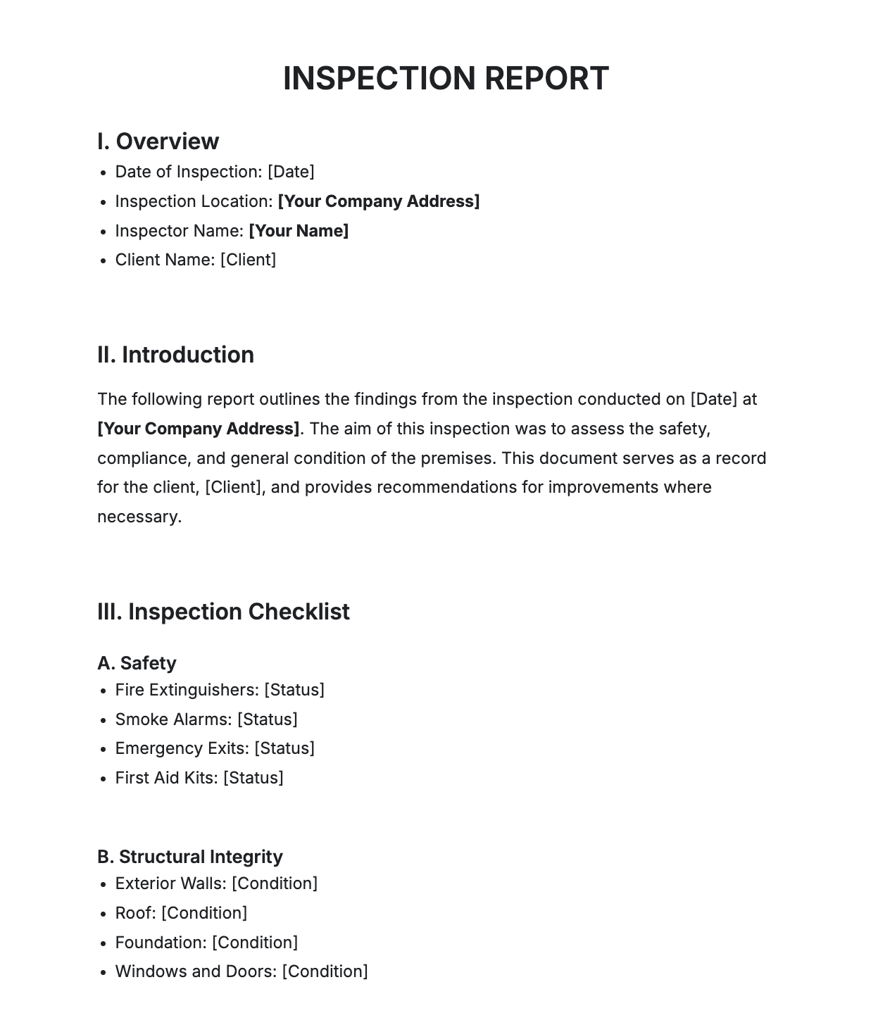 Free Inspection Report Generator: Create Online | Template.net