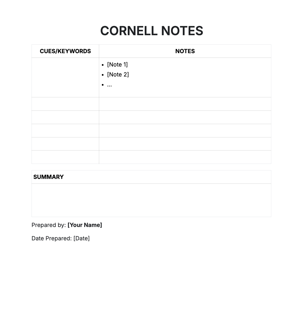 Free Cornell Note Generator: Create Online | Template.net