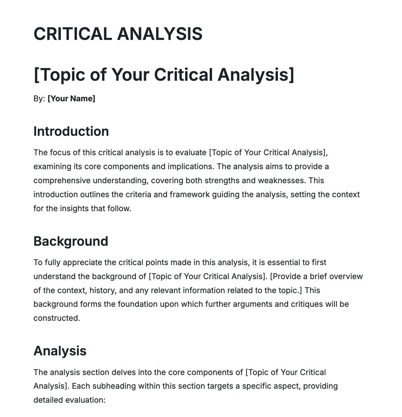 Free Critical Analysis Generator: Create Online | Template.net