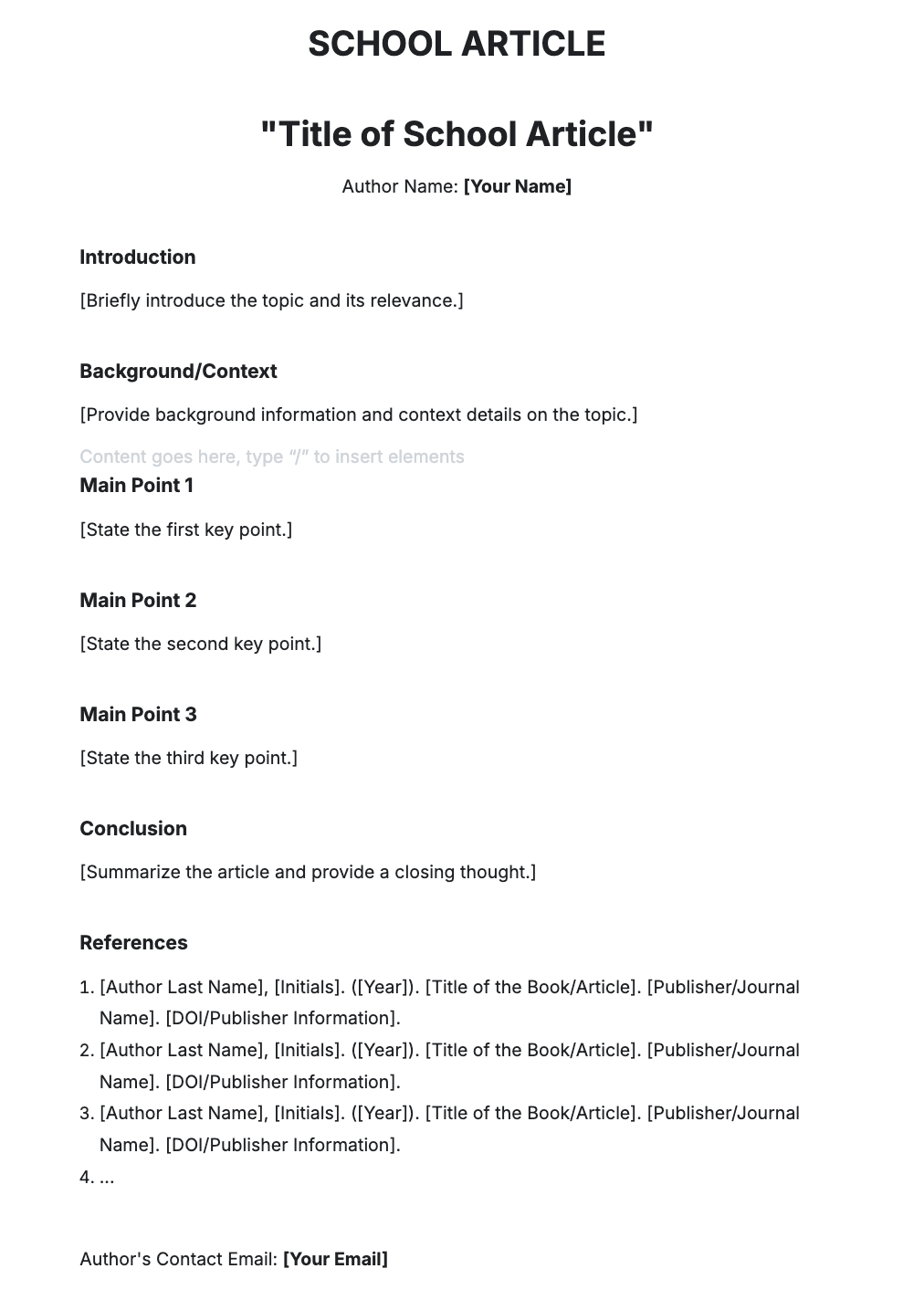 Free School Article Generator: Create Online | Template.net