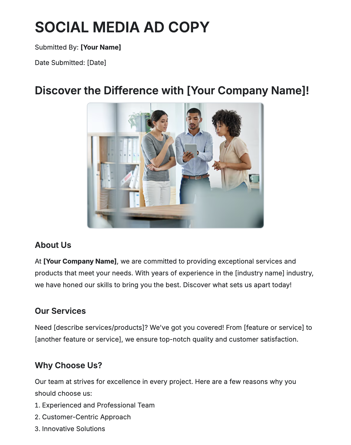 Free Social Media Ad Copy Generator: Create Online | Template.net