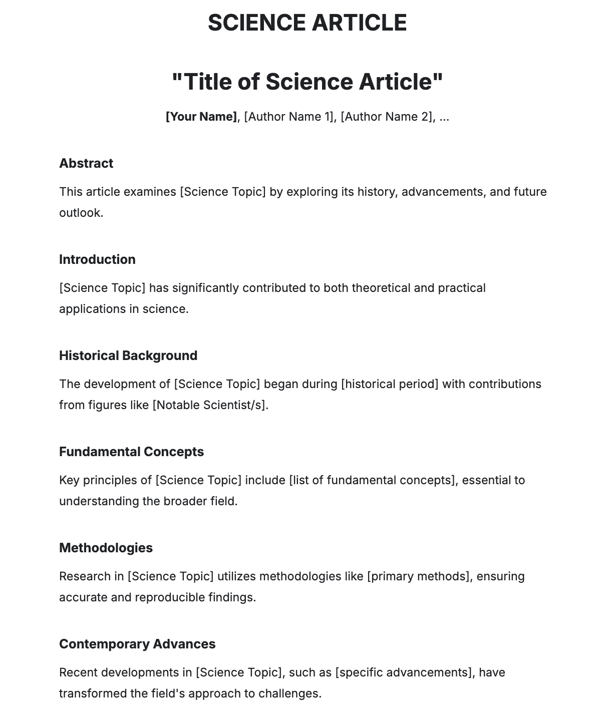 Free Science Article Generator: Create Online | Template.net