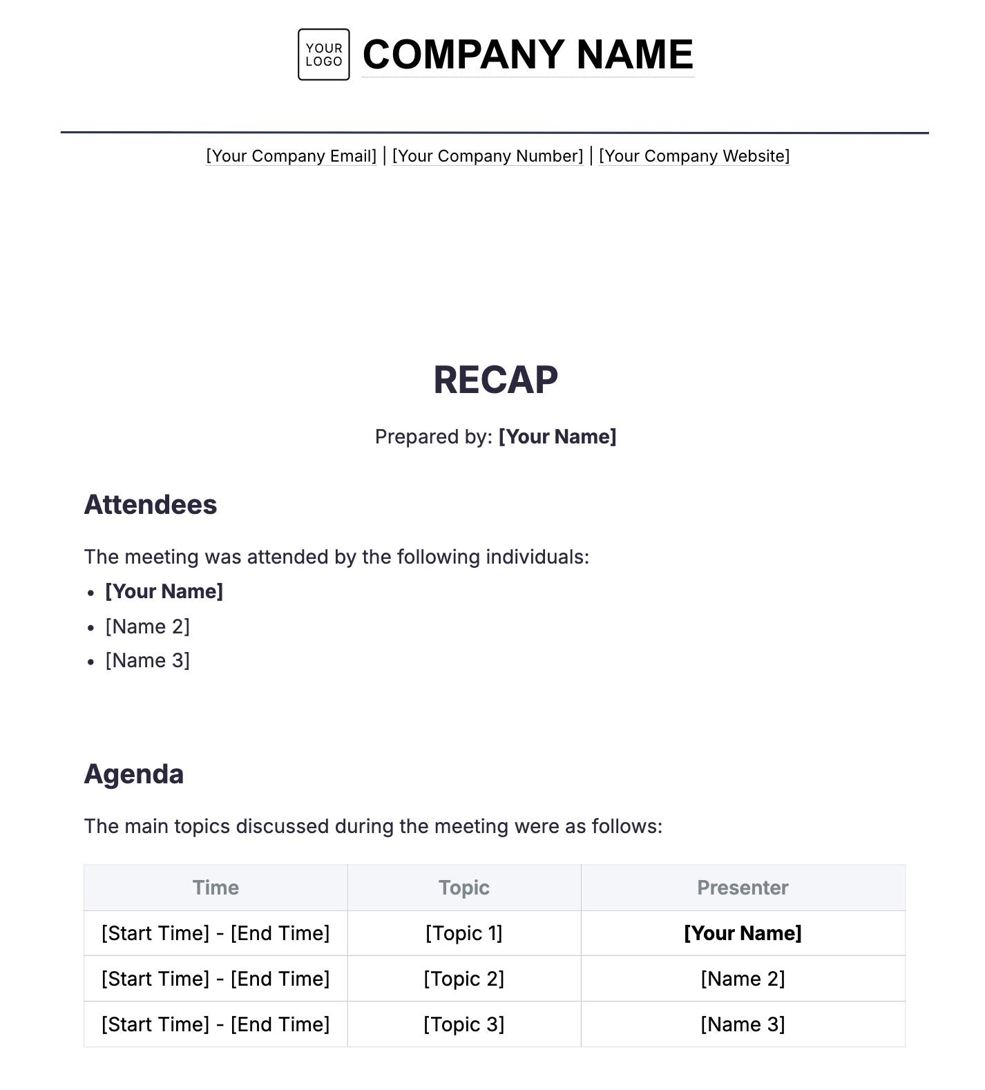 Free Recap Generator: Create Online | Template.net