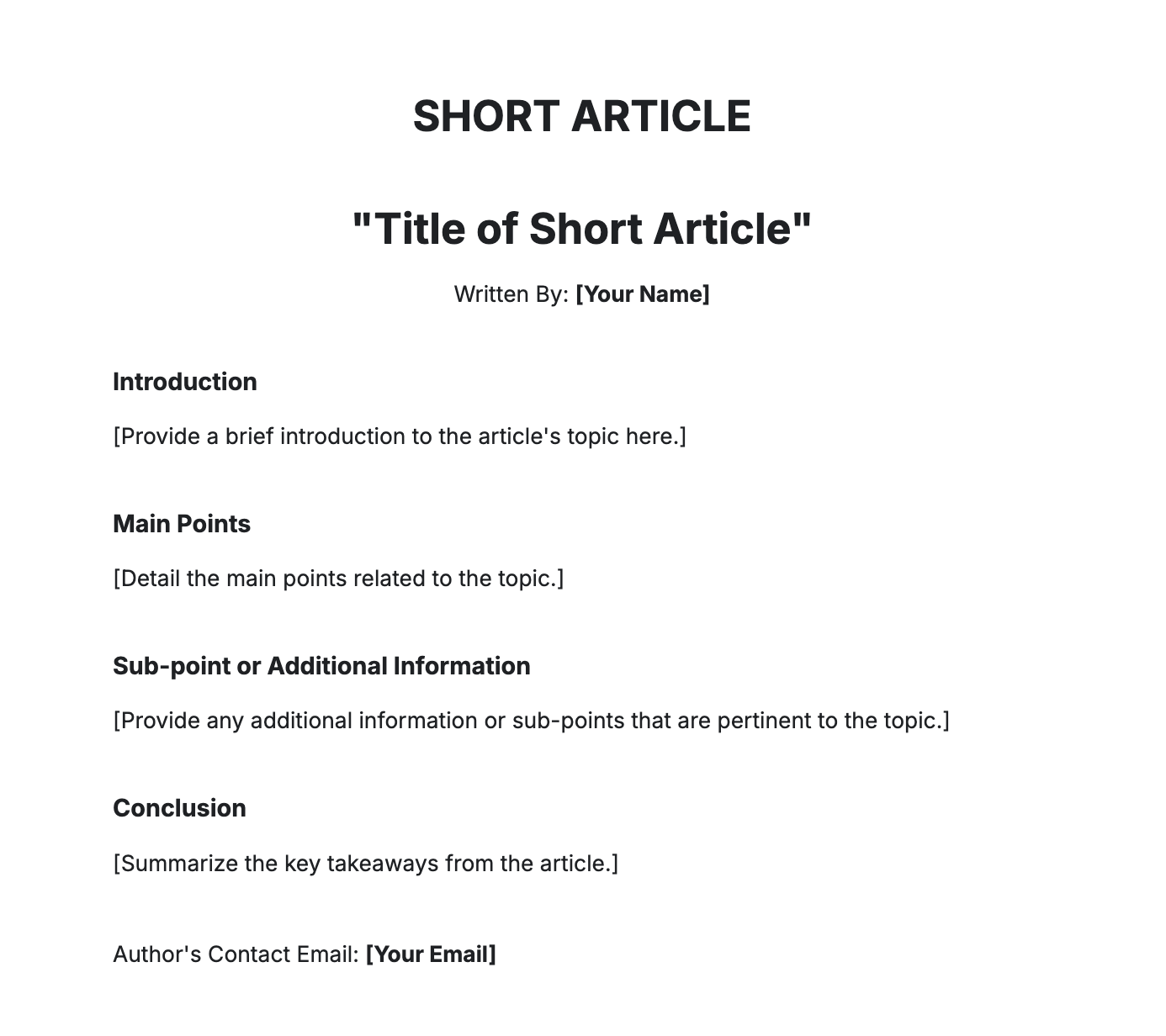 Free Short Article Generator: Create Online | Template.net