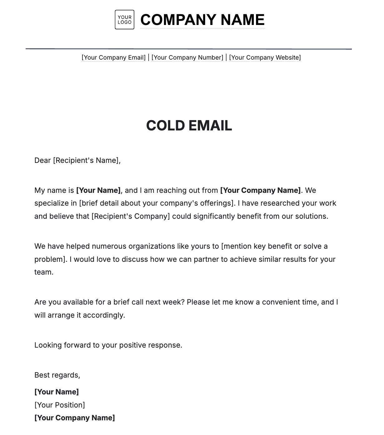 Free Cold Email Generator: Create Online | Template.net