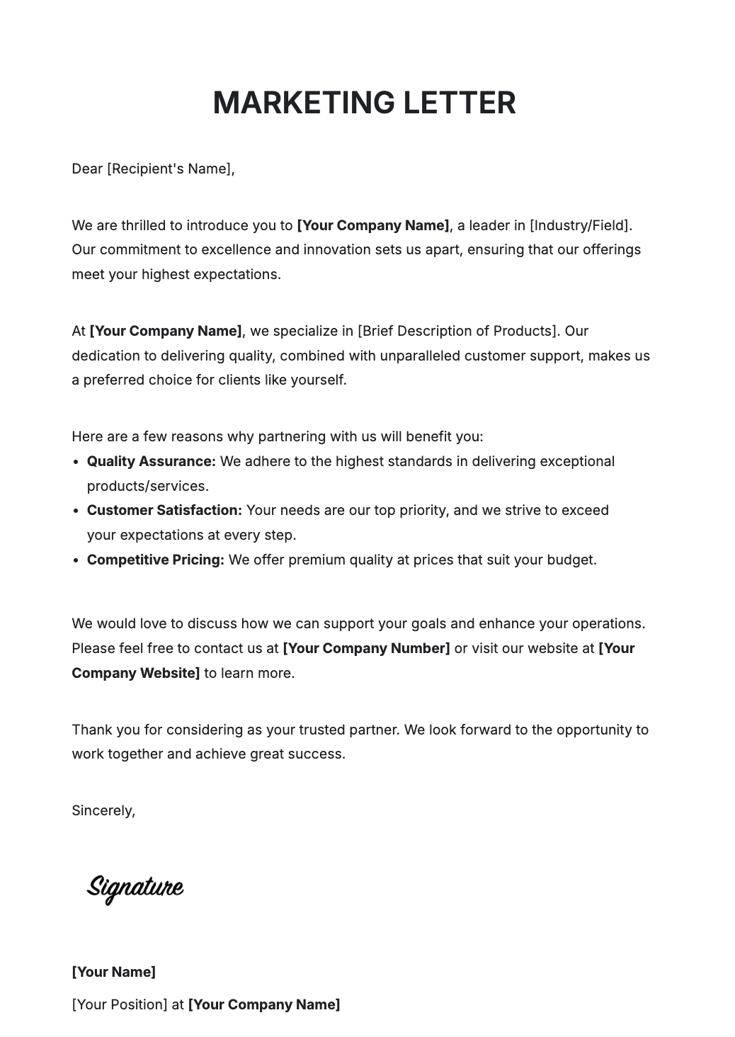 Free Marketing Letter Generator: Create Online | Template.net