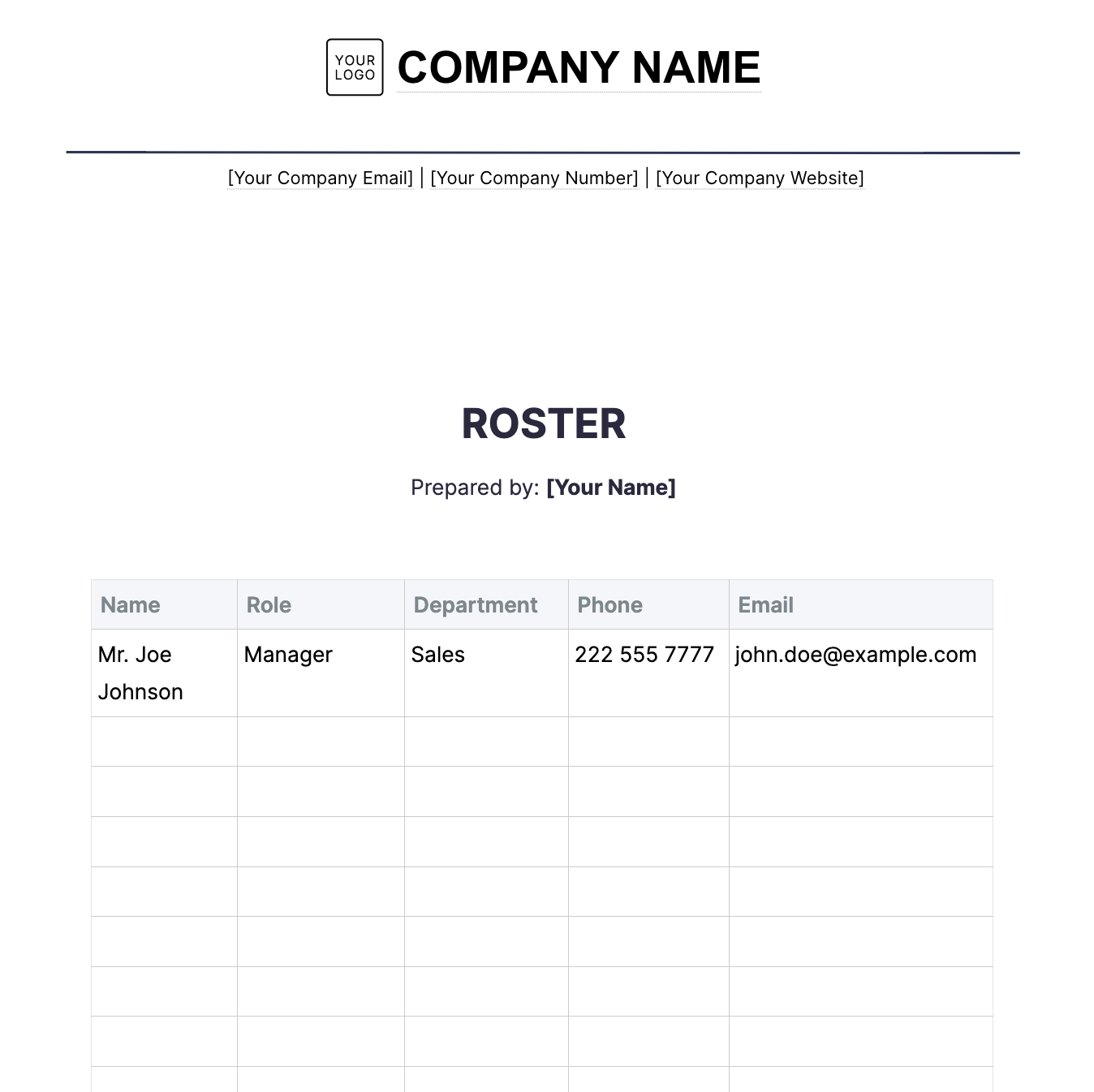 Free Roster Generator: Create Online | Template.net