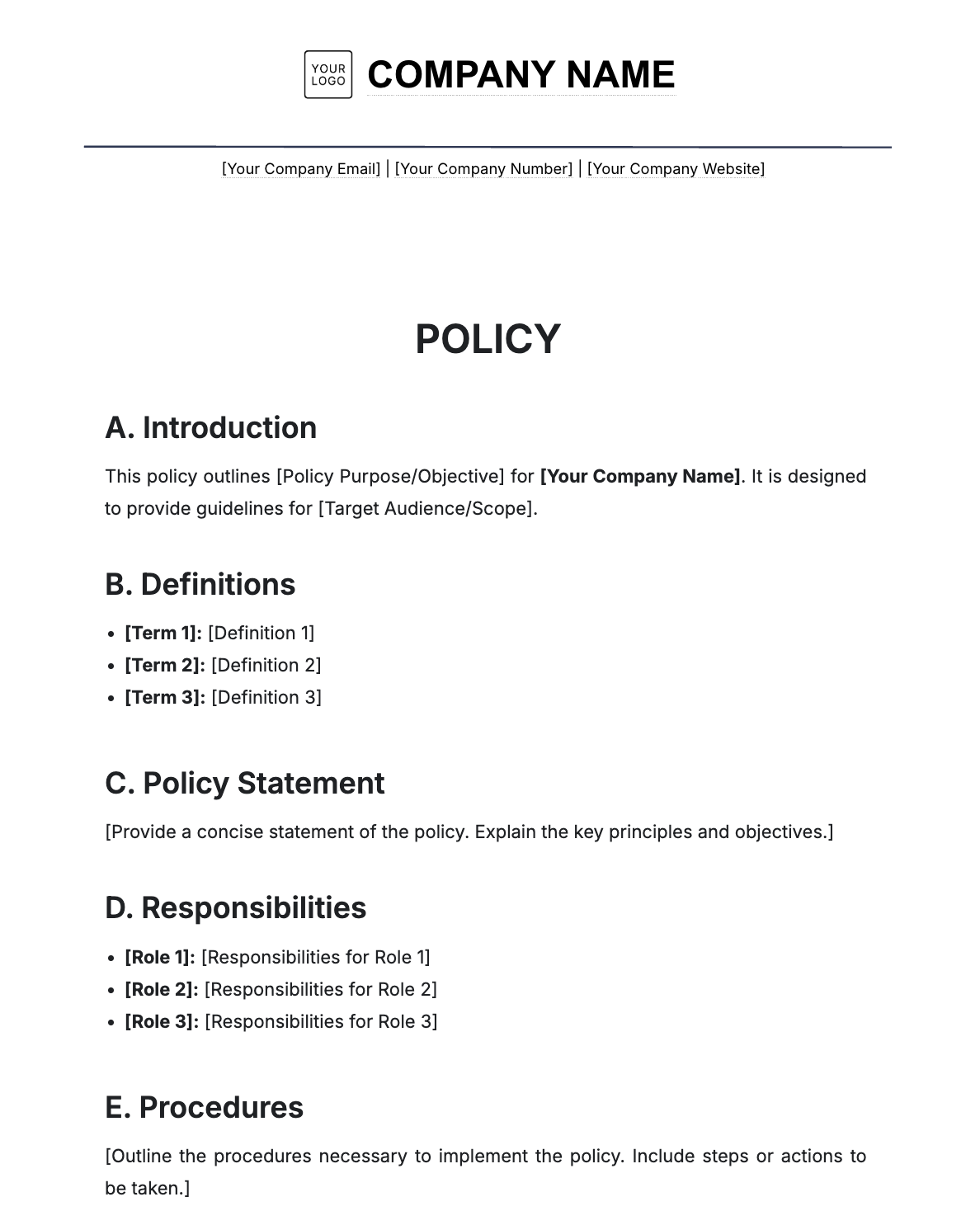 Free Policy Generator: Create Online | Template.net