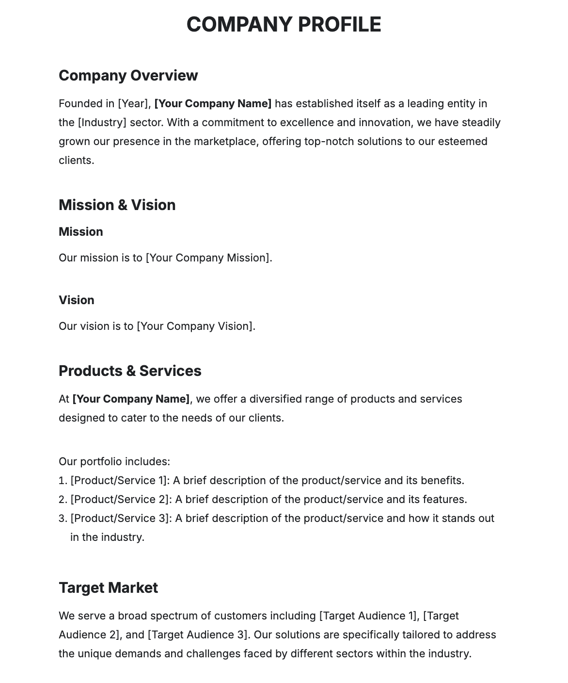 Free Company Profile Generator: Create Online | Template.net
