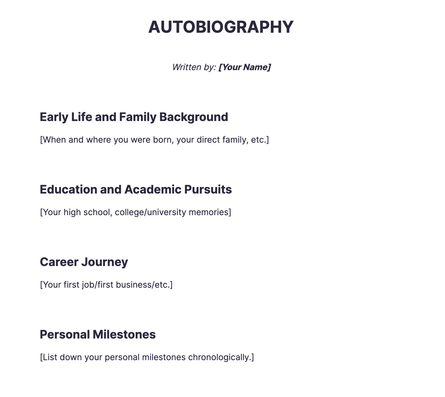 Free Autobiography Generator: Create Online | Template.net