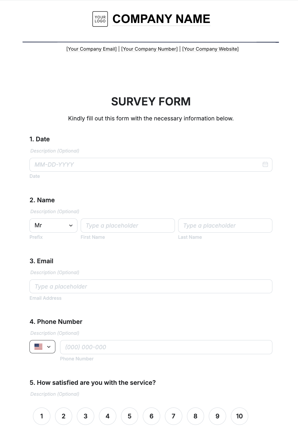 Free Survey Form Generator: Online Builder | Template.net