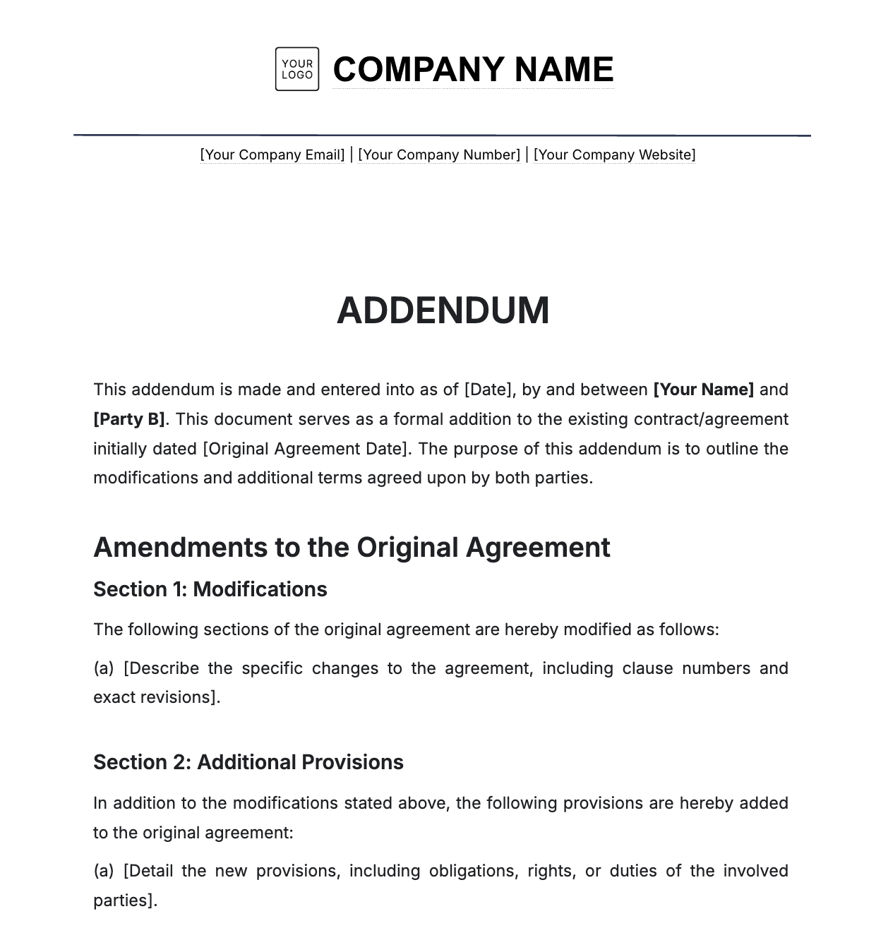 Free AI Addendum Generator, Free Addendum Maker Online