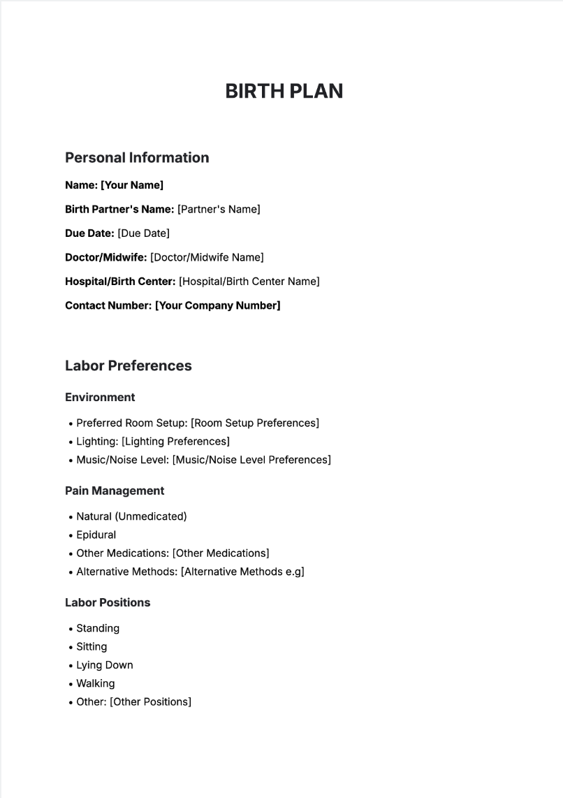 Free AI Birth Plan Generator, Free Birth Plan Maker Online