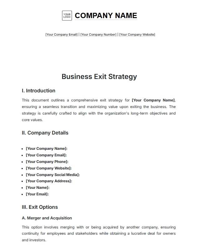 Free AI Business Exit Strategy Generator, Business Exit Strategy Maker