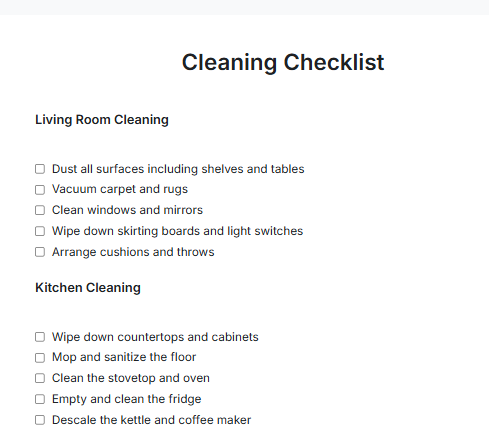 Free AI Cleaning Checklist Generator, Maker Online