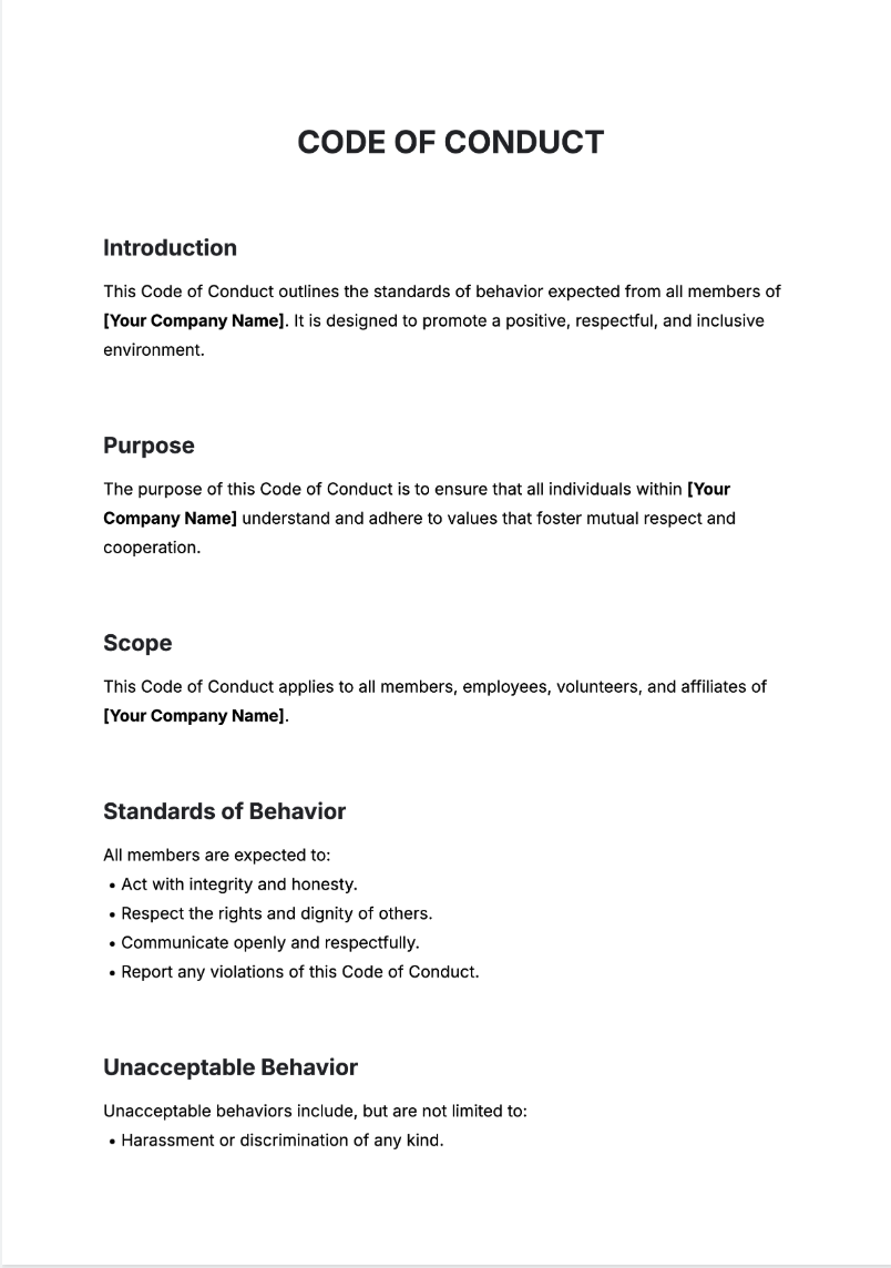 Free AI Code of Conduct Generator, Maker Online