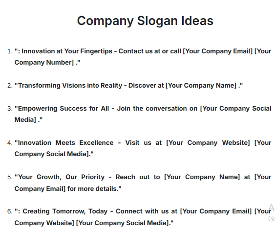 Free AI Company Slogan Ideas Generator, Company Slogan Ideas Maker
