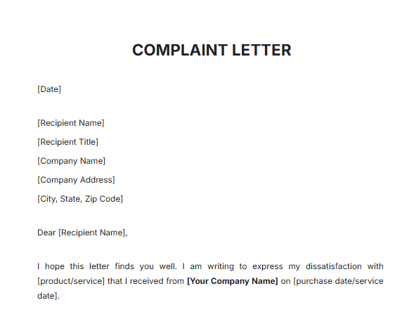 Free AI Complaint Letter Generator, Free Complaint Letter Maker Online