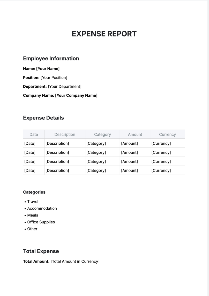 Free AI Expense Report Generator, Free Expense Report Maker Online