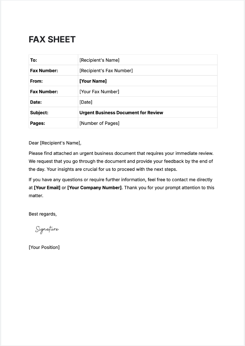 Free AI Fax Sheet Generator, Free Fax Sheet Maker Online