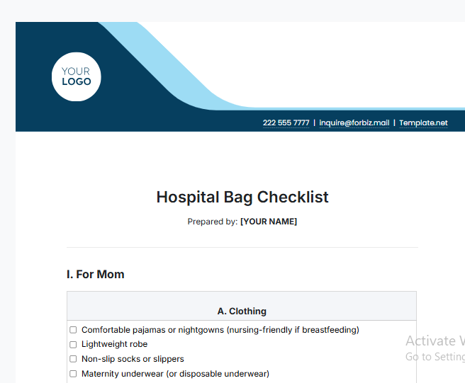 Free AI Hospital Bag Checklist Generator, Maker Online