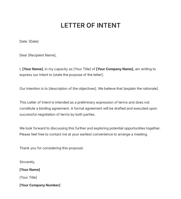Free AI Letter of Intent Generator, Free Letter of Intent Maker Online