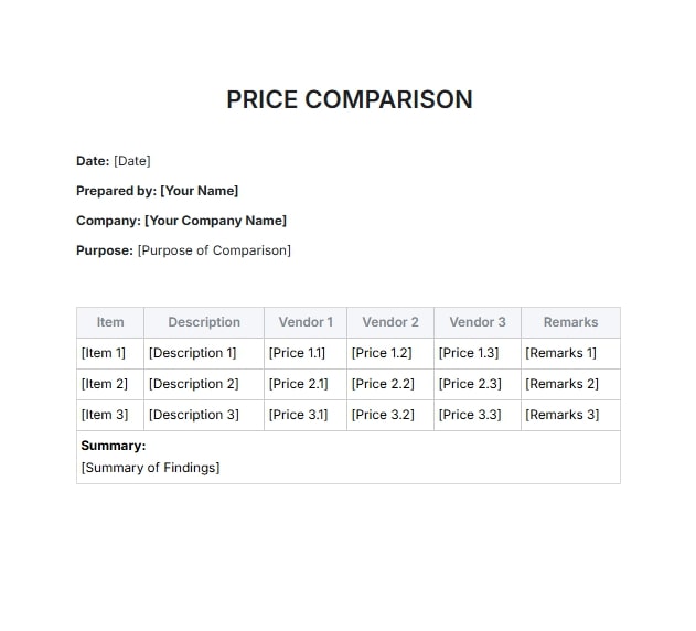 Free AI Price Comparison Generator, Maker Online