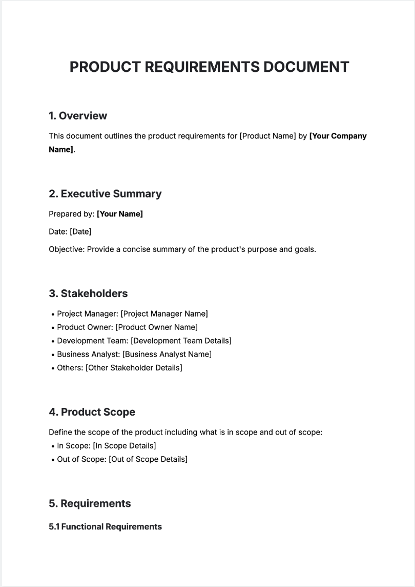 Free AI Product Requirements Document Generator, Maker Online