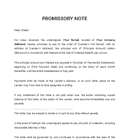 Free AI Promissory Note Generator, Promissory Note Maker Online