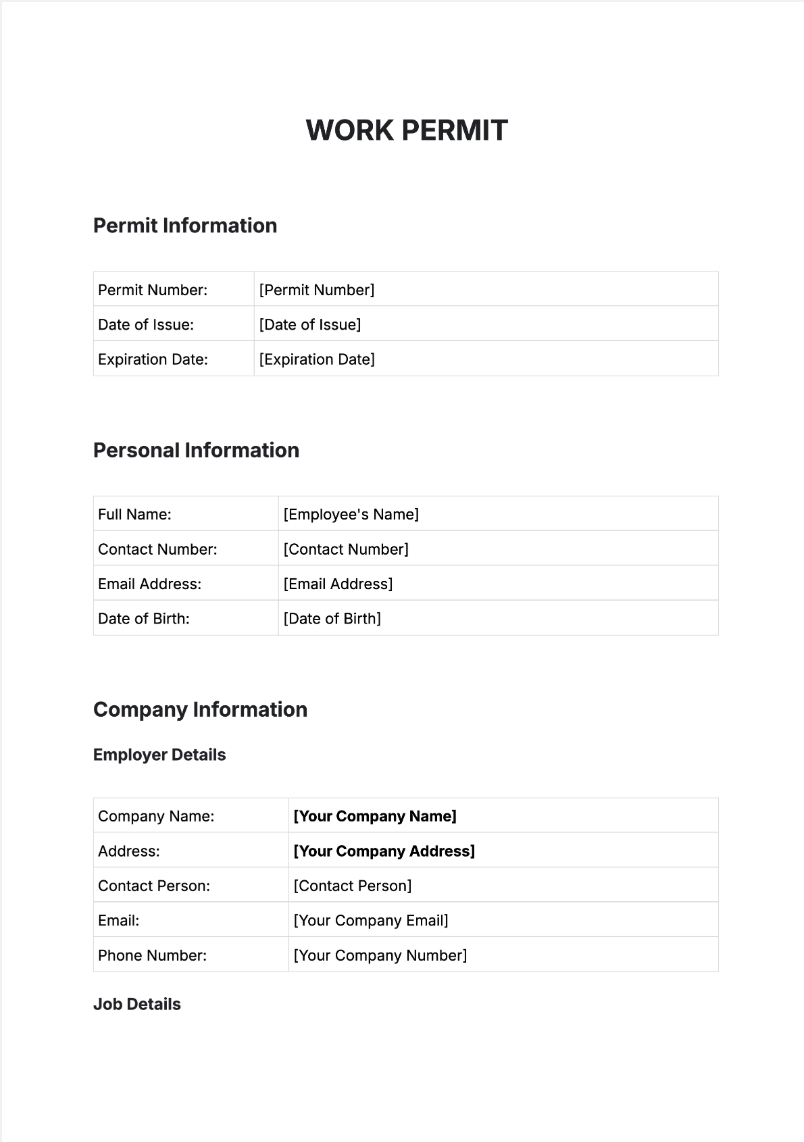 Free AI Work Permit Generator, Free Work Permit Maker Online