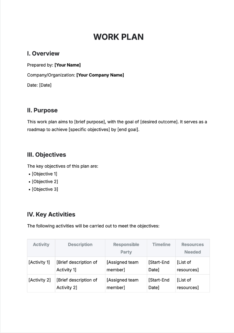 Free AI Work Plan Generator, Free Work Plan Maker Online