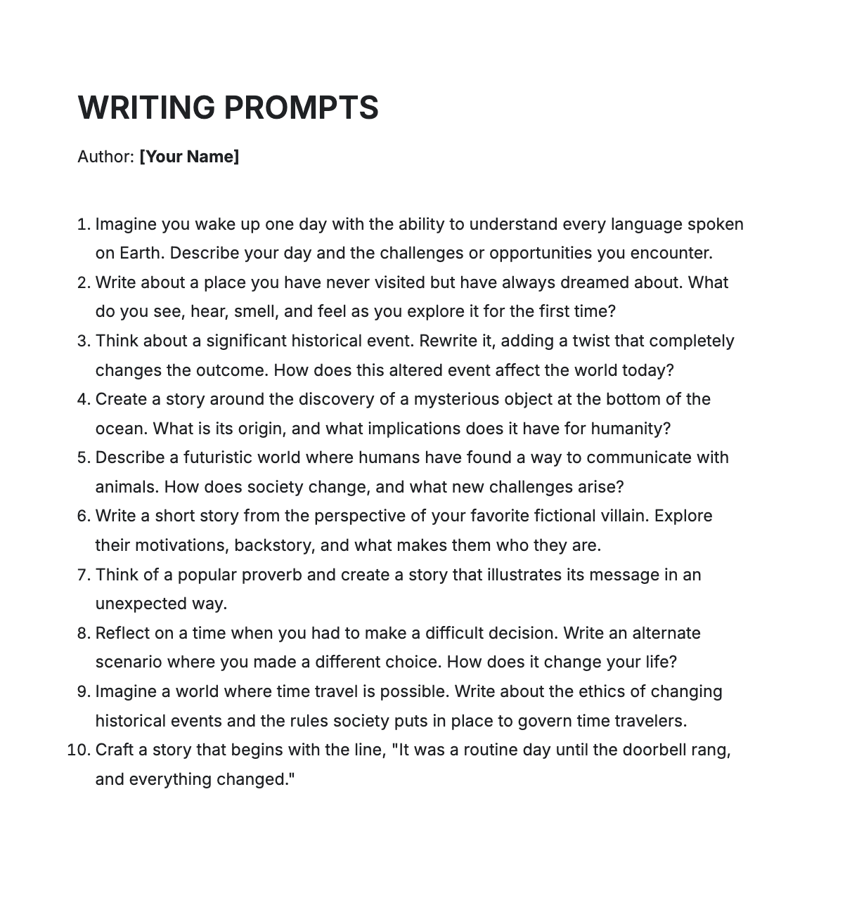 Free AI Writing Prompt Generator, Free Writing Prompt Maker Online